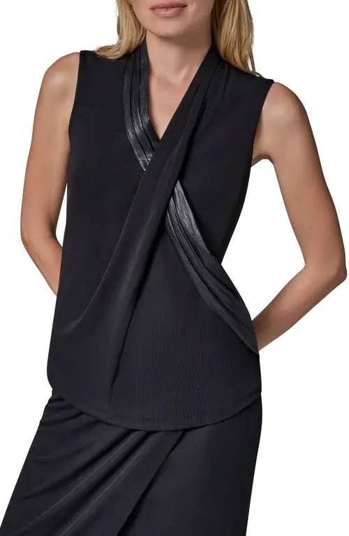 Donna Karan New York Sleeveless Top With Faux Leather Trim