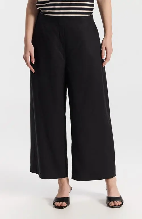 Ronen Chen Moran High Waist Midi Flowy Trousers - Black