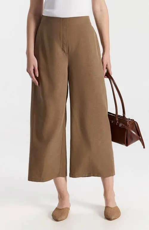 Ronen Chen Moran High Waist Midi Flowy Trousers - Light Brown