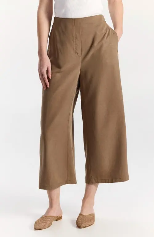 Ronen Chen Moran High Waist Midi Flowy Trousers - Light Brown