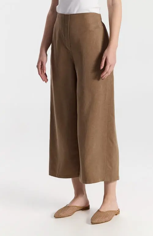 Ronen Chen Moran High Waist Midi Flowy Trousers - Light Brown