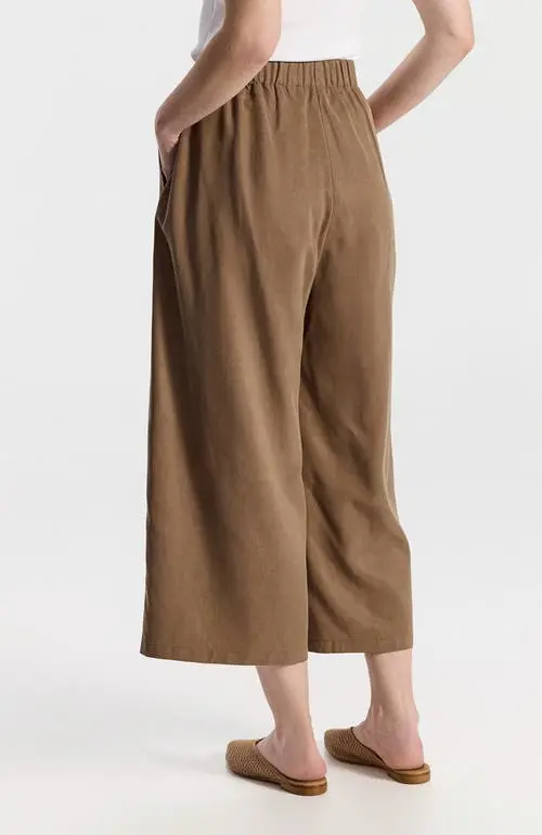 Ronen Chen Moran High Waist Midi Flowy Trousers - Light Brown
