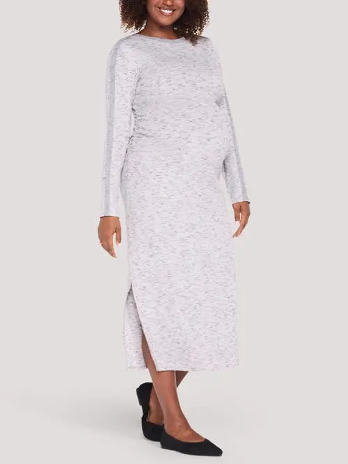 Motherhood Maternity Envelope Neck Long Sleeve Maxi Dress - Heather Grey