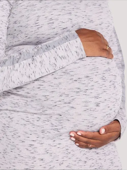 Motherhood Maternity Envelope Neck Long Sleeve Maxi Dress - Heather Grey