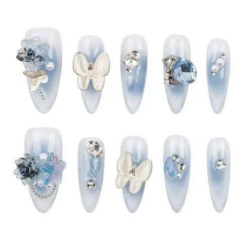 3H NAILS Celestial Butterflylong Almond Press-on Nails