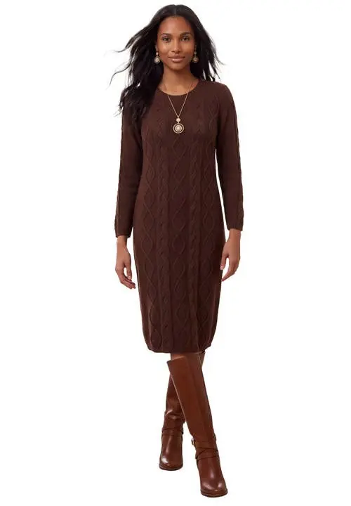 JESSICA LONDON Cable Knit Sweater Dress