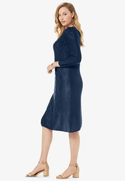 JESSICA LONDON Cable Knit Sweater Dress