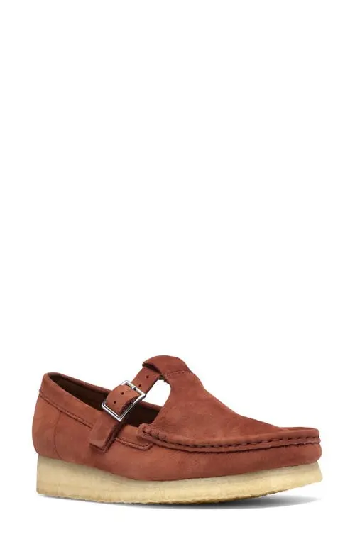Clarks Wallabee T-bar Flat - Brown/chestnut