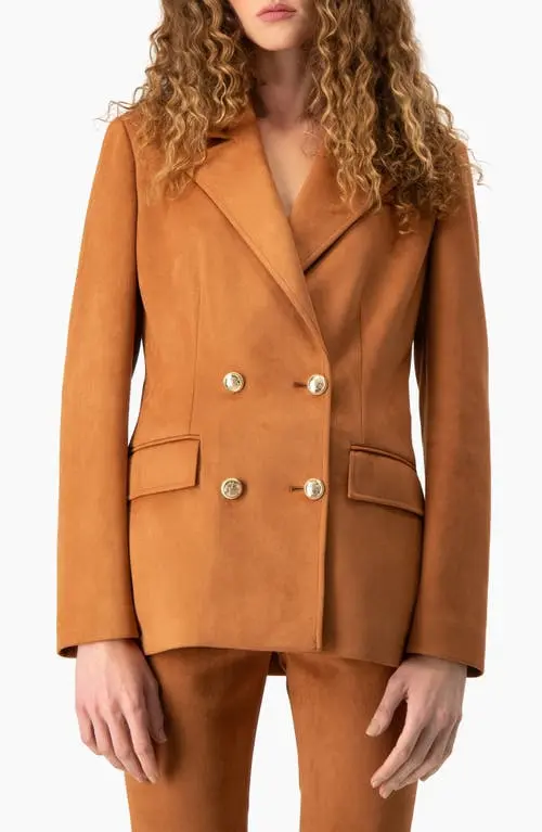 IVONNE Double-breasted Faux Suede Blazer - Chedron