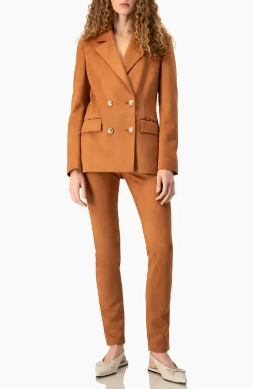 IVONNE Double-breasted Faux Suede Blazer
