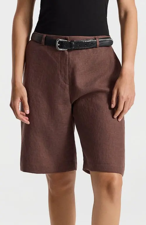 Ronen Chen High Waist Tailored Shorts - Brown