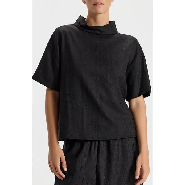 Ronen Chen Oriana Boat-neck Short Sleeved Top - Black
