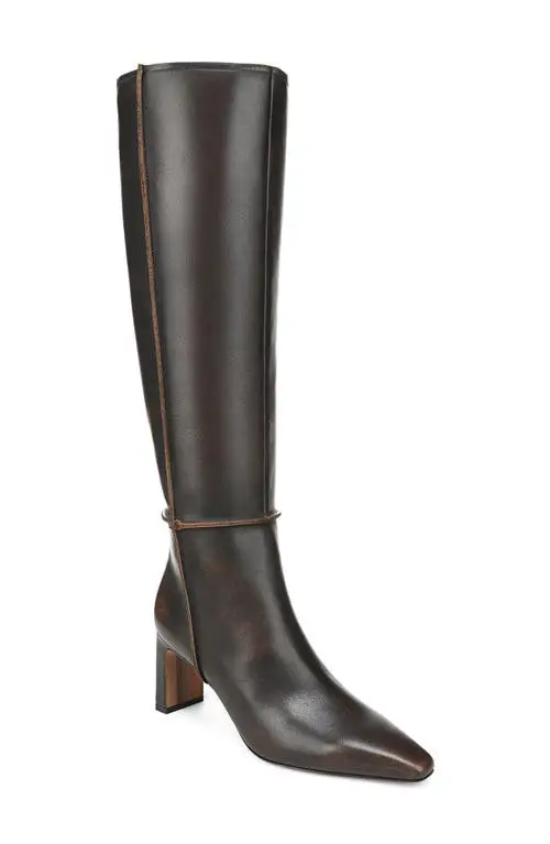 Sam Edelman Sylvia Moto Leather Knee High Boot - Washed Brown