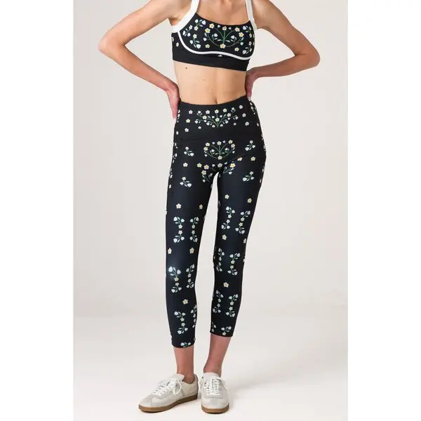 JESSIE ZHAO NEW YORK Night Garden High-waisted 7/8 Leggings - Black