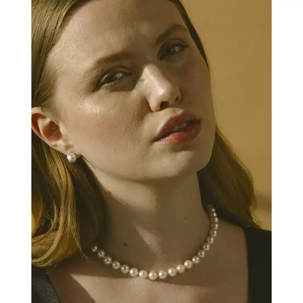 The Pearl Source 8.0-8.5mm Japanese Akoya Pearl Necklace - Yellow Gold Clasp