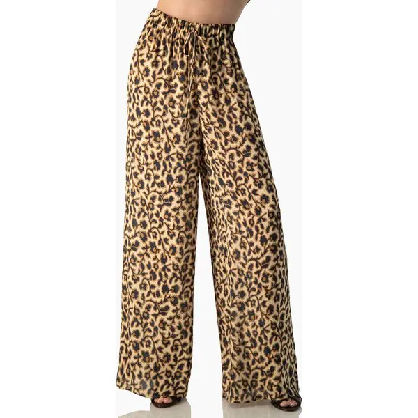 IVONNE Animal-print Wide-leg Drawstring Pants