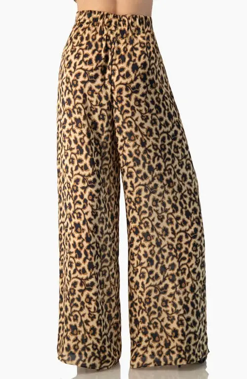 IVONNE Animal-print Wide-leg Drawstring Pants