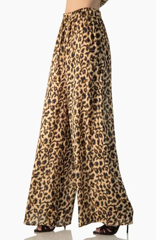 IVONNE Animal-print Wide-leg Drawstring Pants
