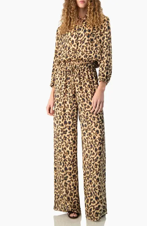 IVONNE Animal-print Wide-leg Drawstring Pants