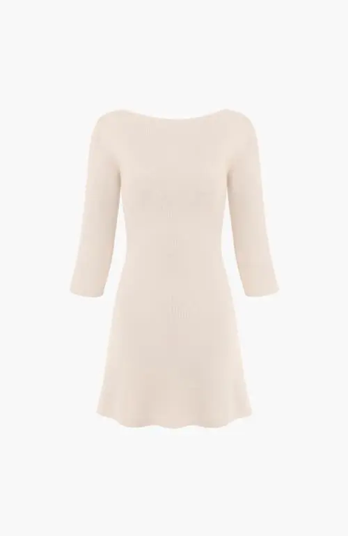 ODDLI Knit 3/4 Sleeve Boat Neck Dress - Cream