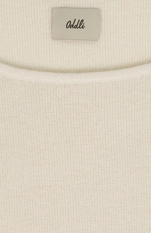 ODDLI Knit 3/4 Sleeve Boat Neck Dress - Cream