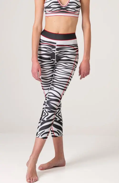 JESSIE ZHAO NEW YORK Zebra Stripe High-waisted 7/8 Leggings - White