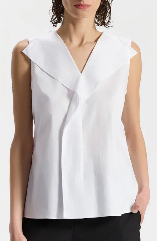 Ronen Chen Riley Sleeveless Collared Cotton Top - White