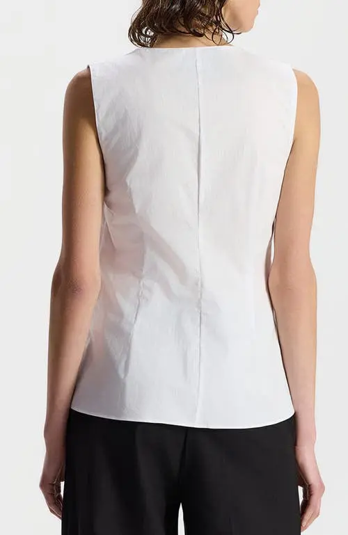 Ronen Chen Riley Sleeveless Collared Cotton Top - White
