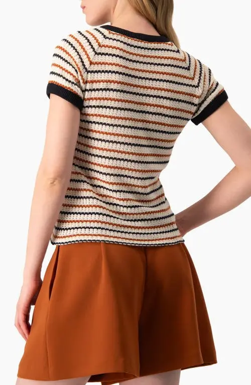 IVONNE Striped Knit Crewneck Blouse