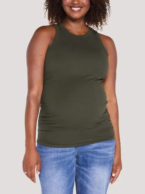 Motherhood Maternity Crew Neck Side Ruched Tank - Deep Depths