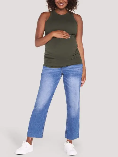 Motherhood Maternity Crew Neck Side Ruched Tank - Deep Depths