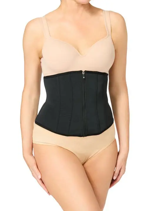 SECRET SOLUTIONS Ultra Firm Flex Zip Corset Waist - Black