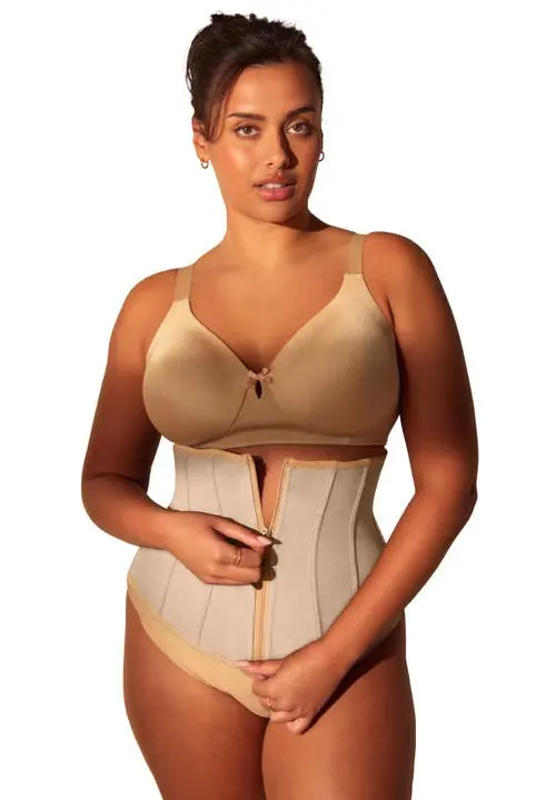 SECRET SOLUTIONS Ultra Firm Flex Zip Corset Waist - Nude