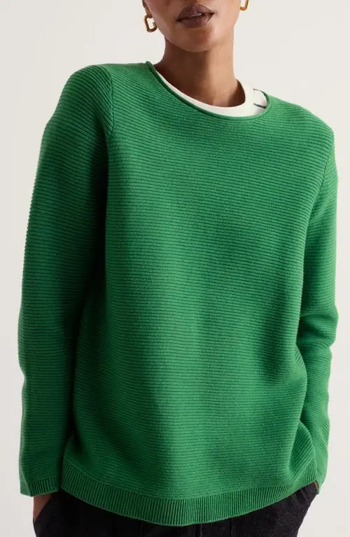 SEASALT CORNWALL Makers Ribbed Crewneck Sweater - Pea Pod