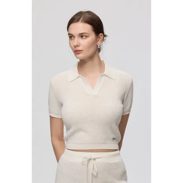 JUANA Noa Open Knit Top - White