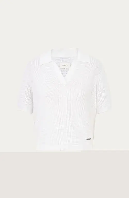 JUANA Noa Open Knit Polo Top - White