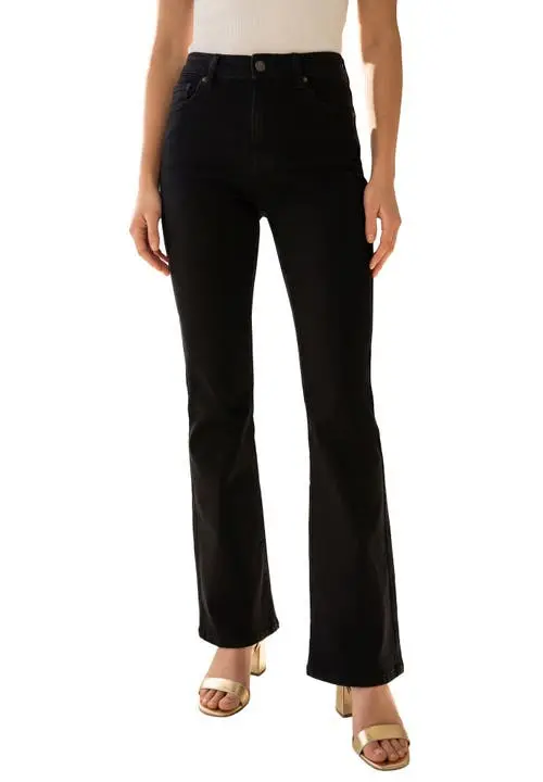 Roaman's 360º Stretch 5-pocket Bootcut Jean - Black