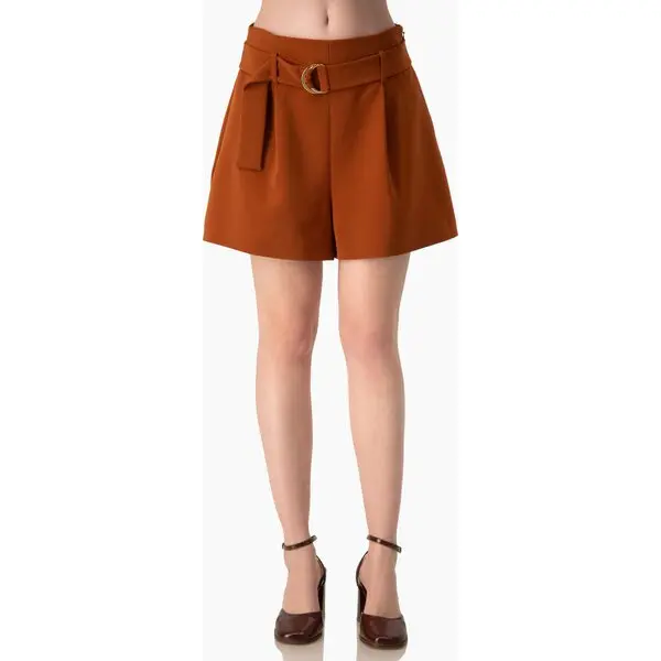 IVONNE High-rise Tailored Shorts With Removable Belt - Chedron