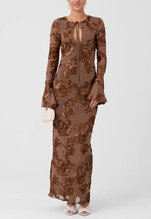 Rachel Rachel Roy Juliet Long Sleeve Soutache Maxi Dress - Umber