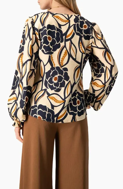 IVONNE Floral Print Bishop-sleeve Blouse