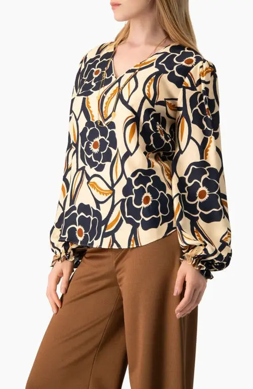 IVONNE Floral Print Bishop-sleeve Blouse