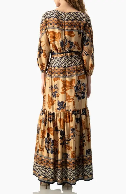 IVONNE Belted Floral Fit-and-flare Maxi Dress