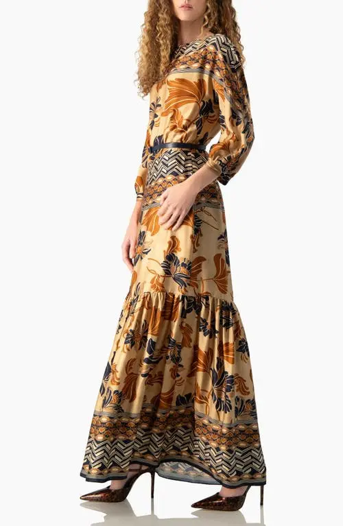 IVONNE Belted Floral Fit-and-flare Maxi Dress