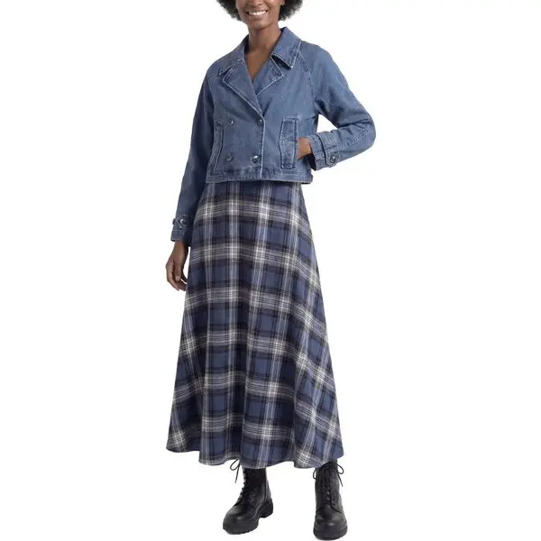 AREA STARS Blake Plaid Midi Skirt