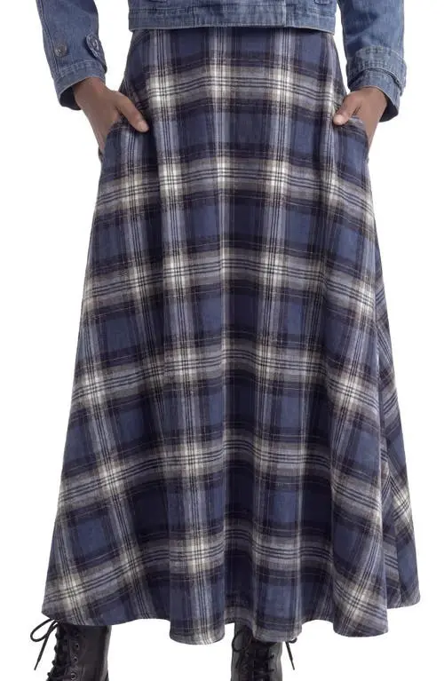 AREA STARS Blake Plaid Midi Skirt