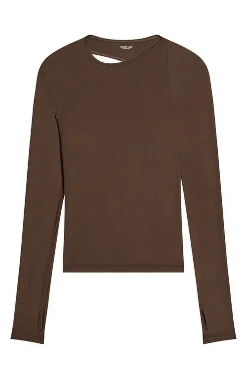 Helmut Lang Asymmetrical Cutout Long Sleeve T-shirt - Bark