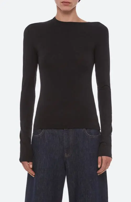 Helmut Lang Asymmetrical Cutout Long Sleeve T-shirt - Black