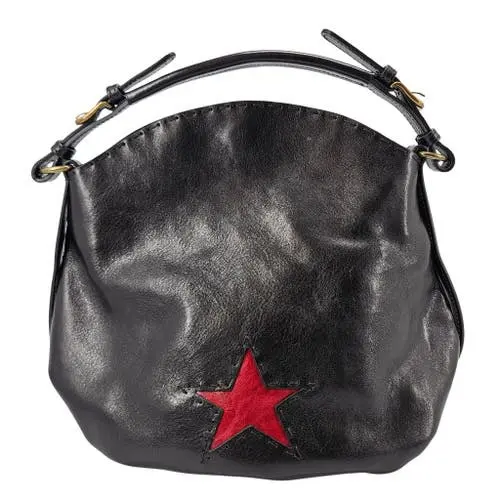 MADISON MAISON Star Embellished Leather Shoulder Bag - Black