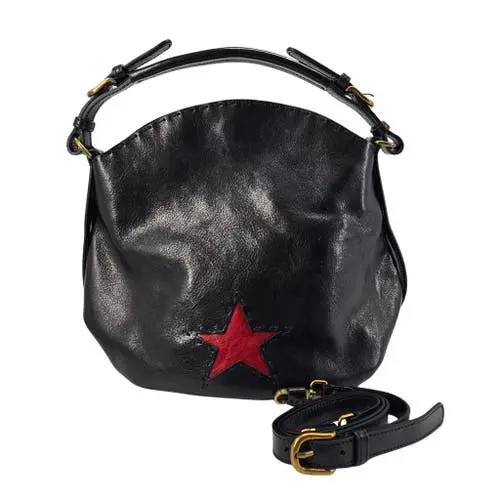 MADISON MAISON Star Embellished Leather Shoulder Bag - Black