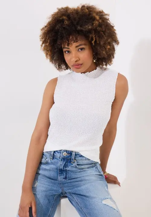 JOE BROWNS Mock Neck Tank - White